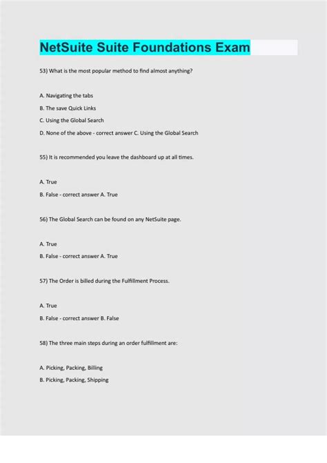 netsuite suite foundations exam question and answer latest update