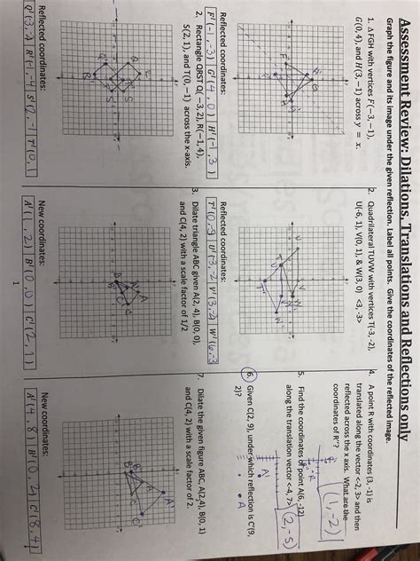 Geometry Transformation Composition Worksheet Answers Owhentheyanks
