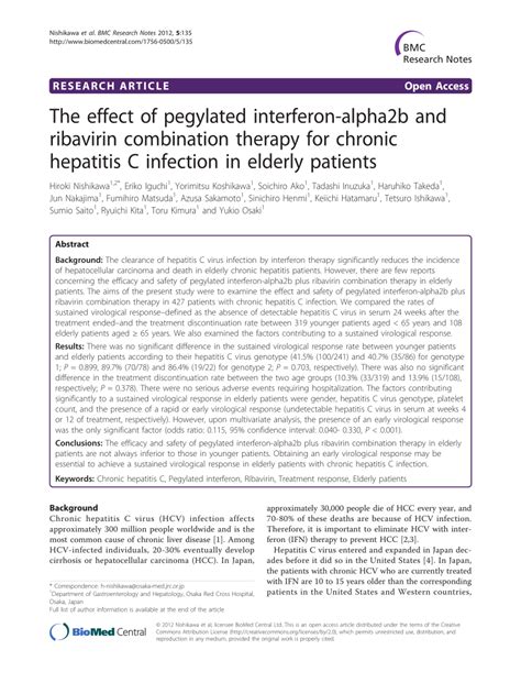Pdf The Effect Of Pegylated Interferon Alpha2b And Ribavirin
