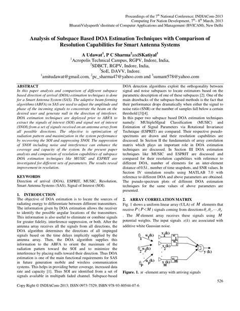 Pdf Analysis Of Subspace Based Doa Estimation Techniques With