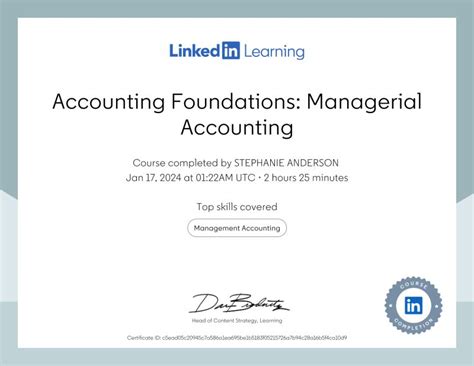 stephanie anderson on linkedin certificate of completion