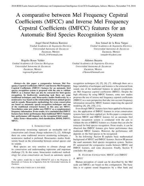 Pdf A Comparative Between Mel Frequency Cepstral Coefficients Mfcc And Inverse Mel Frequency