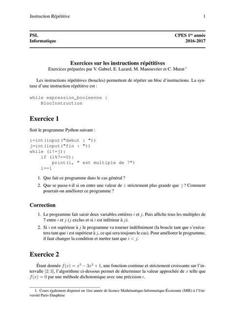 Algorithme Pgcd Python Pdf Coursexercices Examens