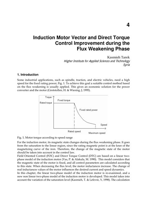 Pdf Induction Machine Vector And Direct Torque Control Improvement During The Flux Weakening Phase