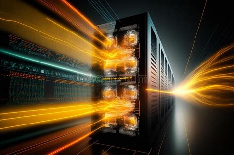 Server Room Data Center With Cinematic Lighting Generative Ai Stock