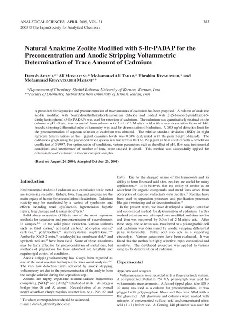 Pdf Natural Analcime Zeolite Modified With 5 Br Padap For The Preconcentration And Anodic