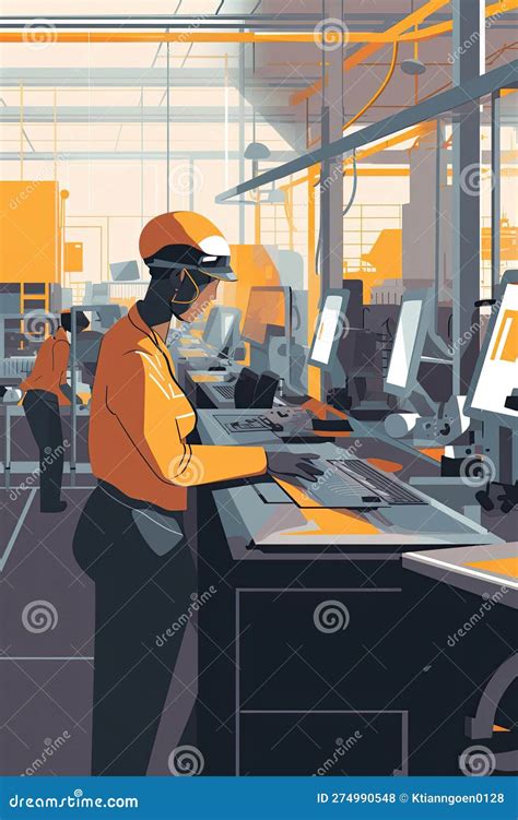 Automotive Engineer Working On A Production Line Overseeing The