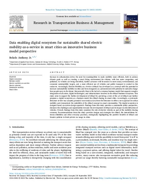 Pdf Data Enabling Digital Ecosystem For Sustainable Shared Electric