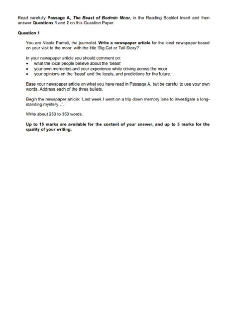 Igcse Newspaper Article Writing Pdf