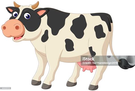 Sapi Kartun Bahagia Ilustrasi Stok Unduh Gambar Sekarang Alam Ambing Berdiri Posisi