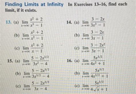 Solved Finding Limits At Infinity In Exercises Find Chegg Com