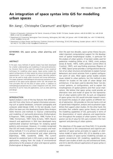 Pdf An Integration Of Space Syntax Into Gis For Modelling Urban Spaces