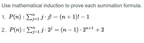 solved use mathematical induction to prove each summation