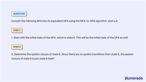 SOLVED Convert The Following NFA Into Its Equivalent DFA Using The NFA To DFA Algorithm Start A
