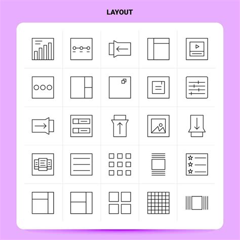 Outline 25 Layout Icon Set Vector Line Style Design Black Icons Set