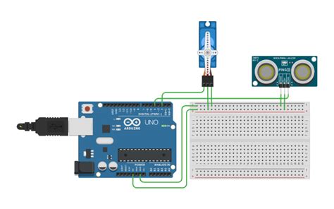 Circuit Design Ultrasonic Servo Tinkercad