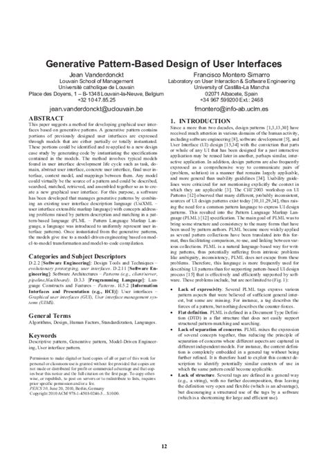 Pdf Generative Pattern Based Design Of User Interfaces