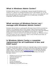 Windows Admin Center Docx What Is Windows Admin Center Windows Admin Center Is A Lightweight