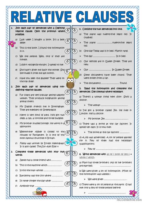 Relative Clauses Worksheets With Answers Pdf Relative Clauses
