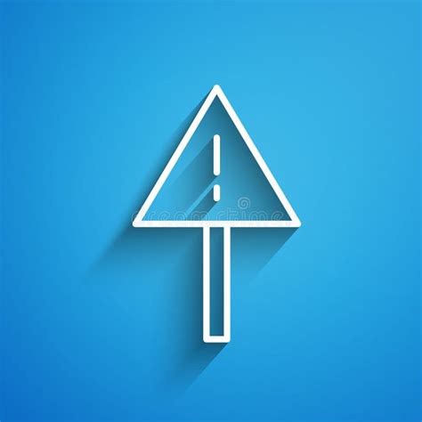 White Line Exclamation Mark In Triangle Icon Isolated On Blue