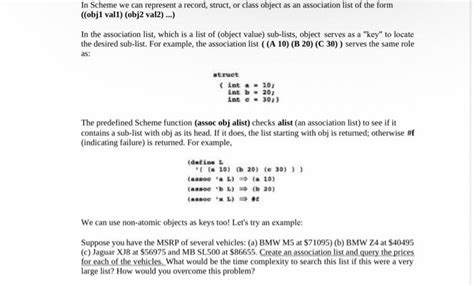 Solved In Scheme We Can Represent A Record Struct Or Class
