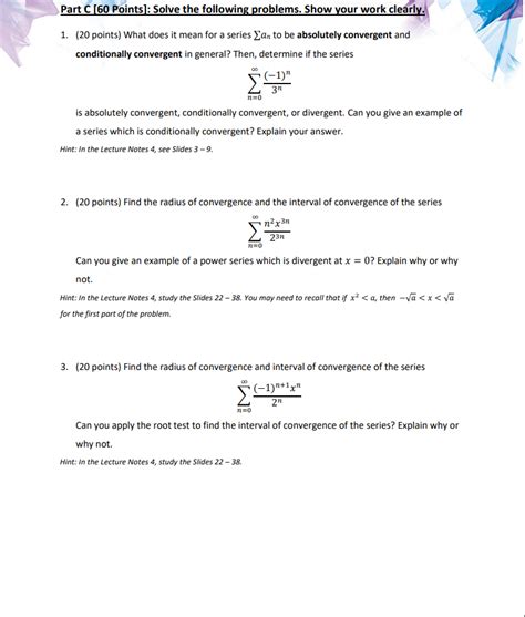 Solved Part C Points Solve The Following Problems Chegg Com