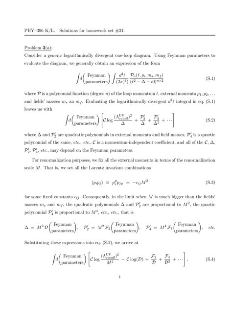 Solutions For Homework Set 24 Quantum Field Theory I Phy 396k Docsity