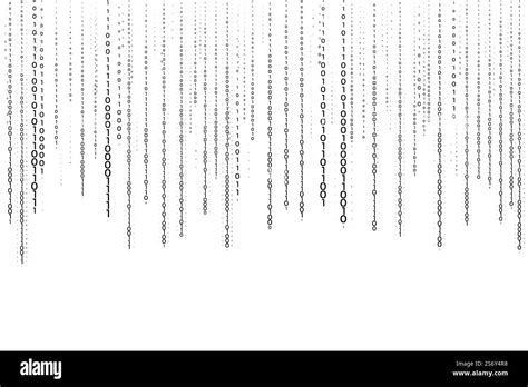 Digital Falling Binary Code Numbers On White Background Stock Vector