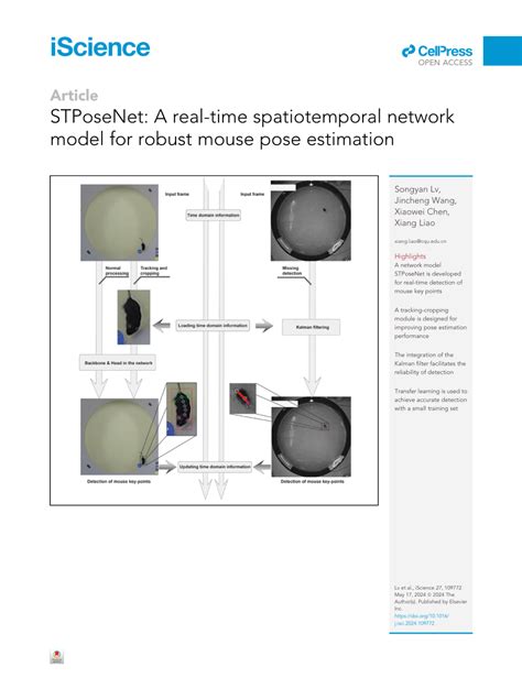 Pdf Stposenet A Real Time Spatiotemporal Network Model For Robust Mouse Pose Estimation
