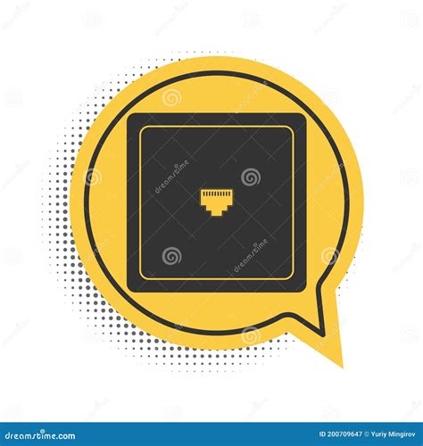 Black Ethernet Socket Sign Network Port Cable Socket Icon Isolated