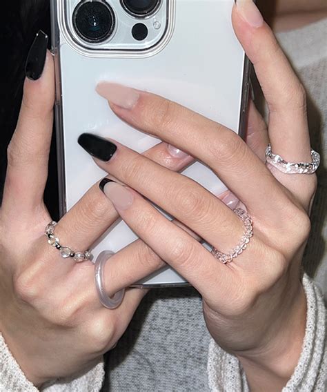 투명and화이트 호마이카 물결 아크릴 반지 세트 4pcs 에이블리