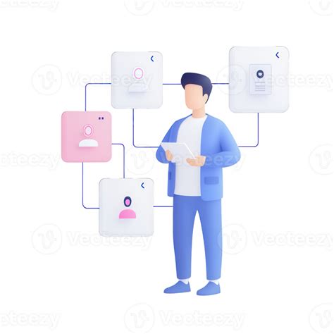 A Man Analyzing Data On Digital Platforms With Interconnected Elements 54485463 Png