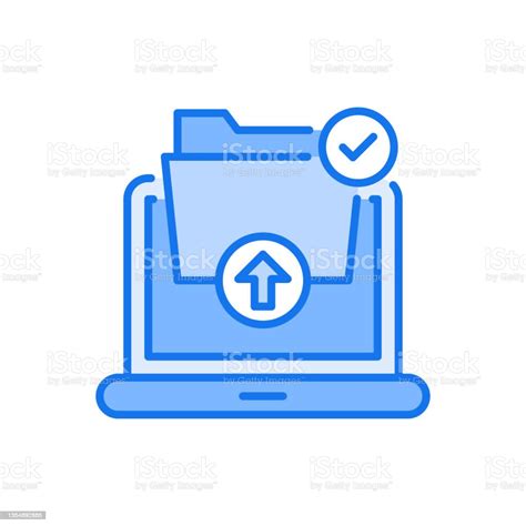 업로드 완료 된 벡터 블루 컬러 아이콘 디자인 일러스트레이션 흰색 배경 Eps 10 파일에 웹 및 모바일 응용 프로그램 기호 고객에 대한 스톡 벡터 아트 및 기타 이미지