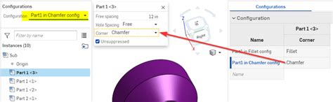 configure assembly with multiple configurations of a single part
