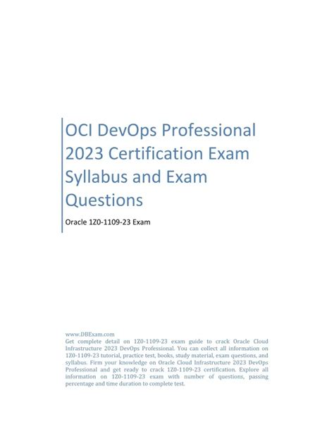 Ppt Oci Devops Professional 2023 Certification Exam Syllabus And Exam Questions Powerpoint