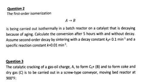 Question The First Order Isomerization A B Is Chegg