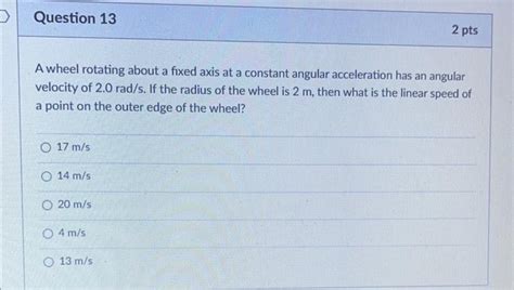 Solved A Wheel Rotating About A Fixed Axis At A Constant Chegg