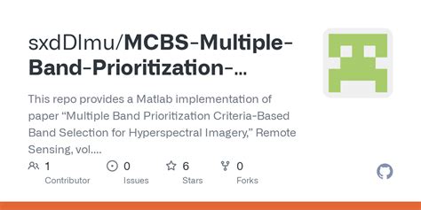 Github Sxddlmumcbs Multiple Band Prioritization Criteria Based Hyperspectral Band Selection