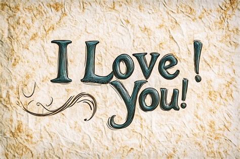 Handwritten Expression Of Love In A Decorative Style On Textured Paper