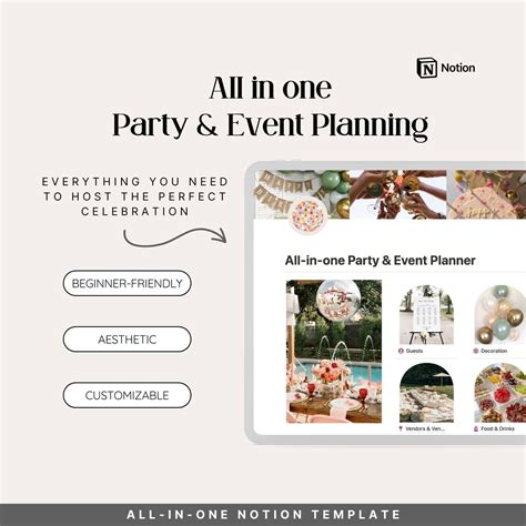 Notion Template Party Planner Birthday Checklist Event Organizer Notion Digital Party