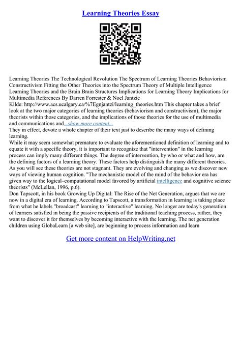 Learning Theory Essay Pdf
