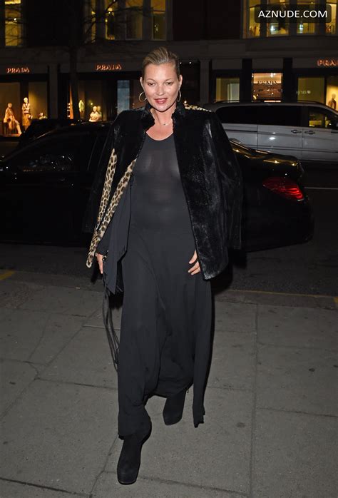 Kate Moss Braless In Black Dress In London Aznude