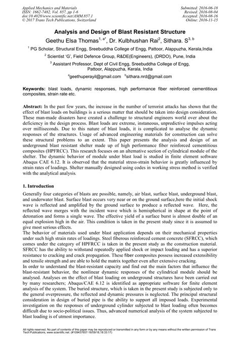 Pdf Analysis And Design Of Blast Resistant Structure