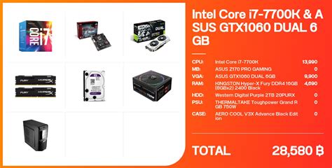 Intel Core I7 7700k And Asus Gtx1060 Dual 6gb จัดสเปค Notebookspec