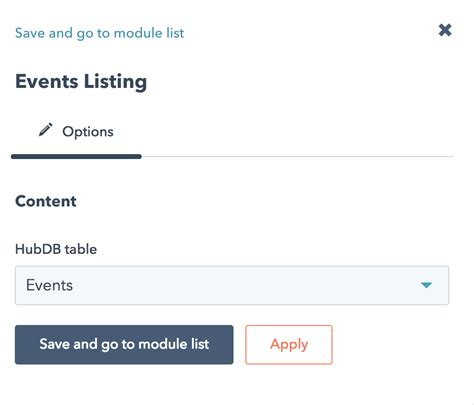 Hubspot Hubdb Event Listing