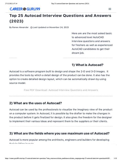 Top 25 Autocad Interview Questions And Answers 2023 Pdf