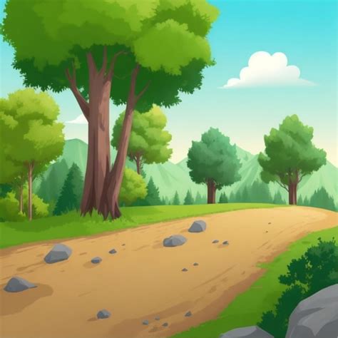 Premium Vector Vector Nature Scene With Various Forest Trees And Walkway Lane Path