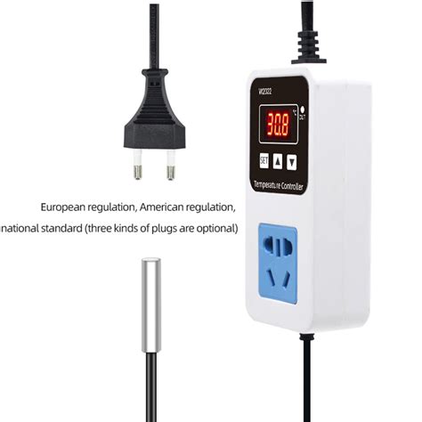 W2022 Digital Temperature Controller Thermostat Socket Thermostat Switch Heating Cooling Sensor