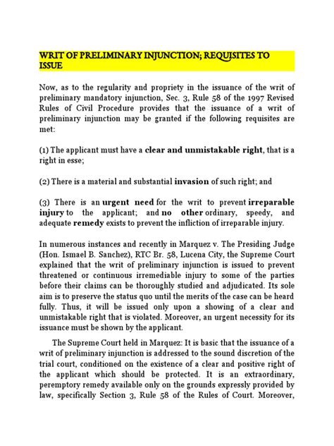 Writ Of Preliminary Injunction Pdf Injunction Writ