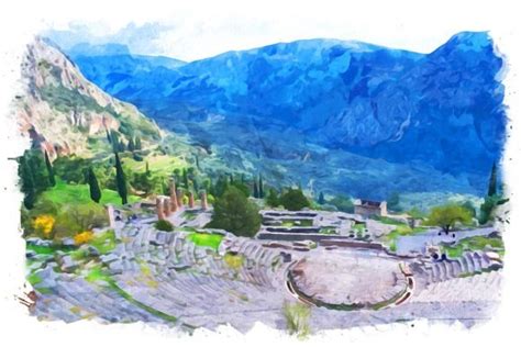 Delphi View Watercolor Graphic By Poster Boutique · Creative Fabrica